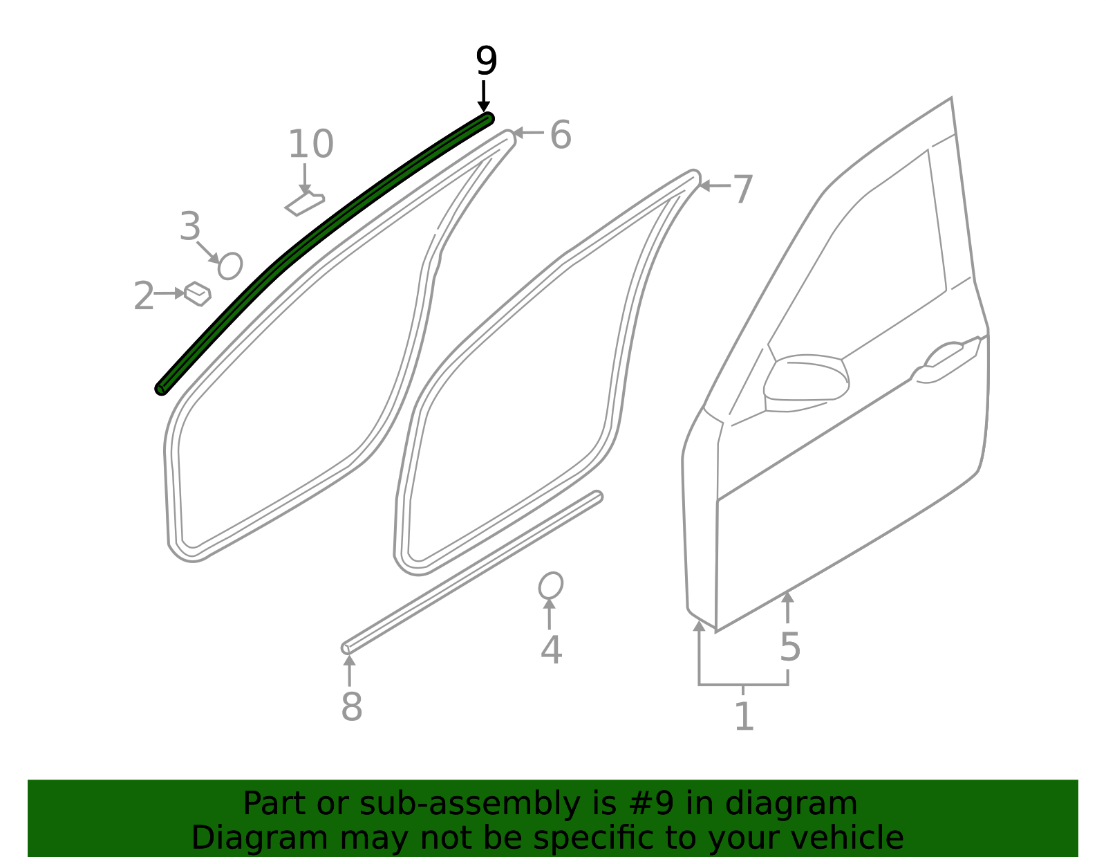 2009-2014 Hyundai Genesis Upper Weather-Strip 82160-3M000 | QuirkParts
