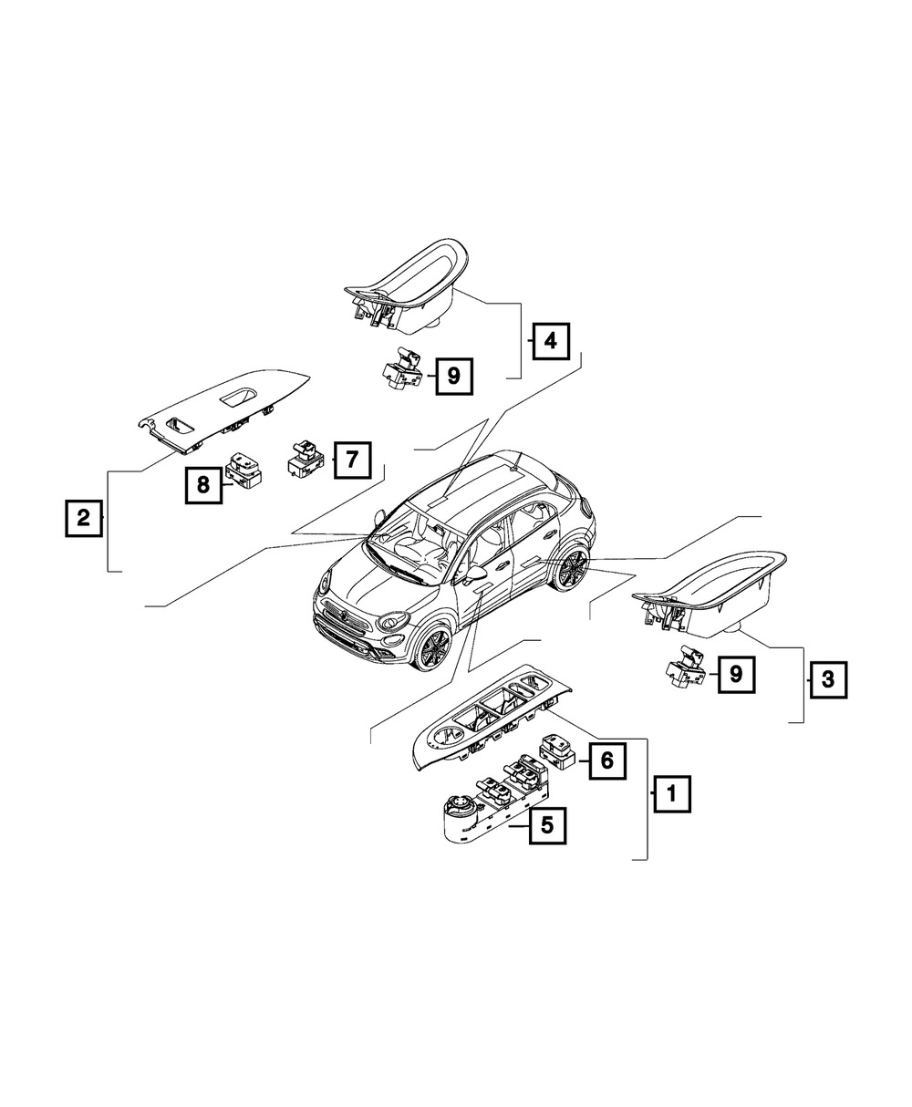 6AU03LXHAA - Front Door Switch And Bezel 2016-2022 Fiat 500X | The ...