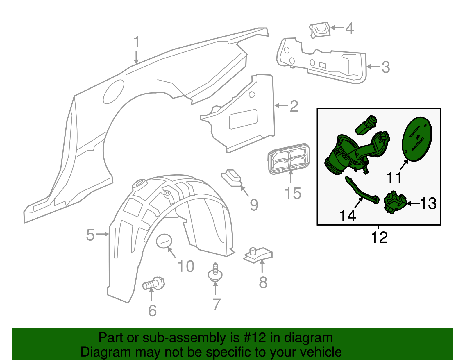 2016 Chevrolet Camaro Fuel Filler Housing with Actuator, Hinge, Springs ...