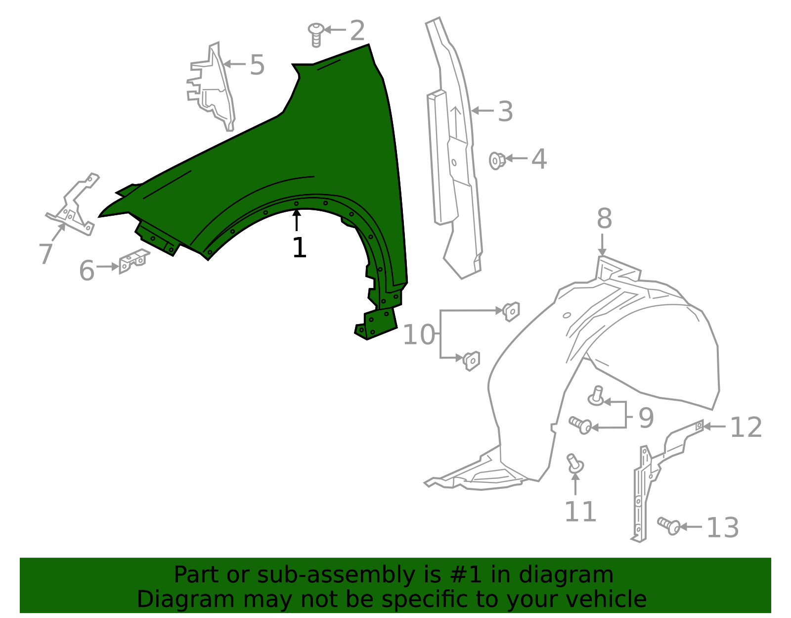 2019-2025 Chevrolet Blazer Front Driver Side Fender 84676688 GM ...