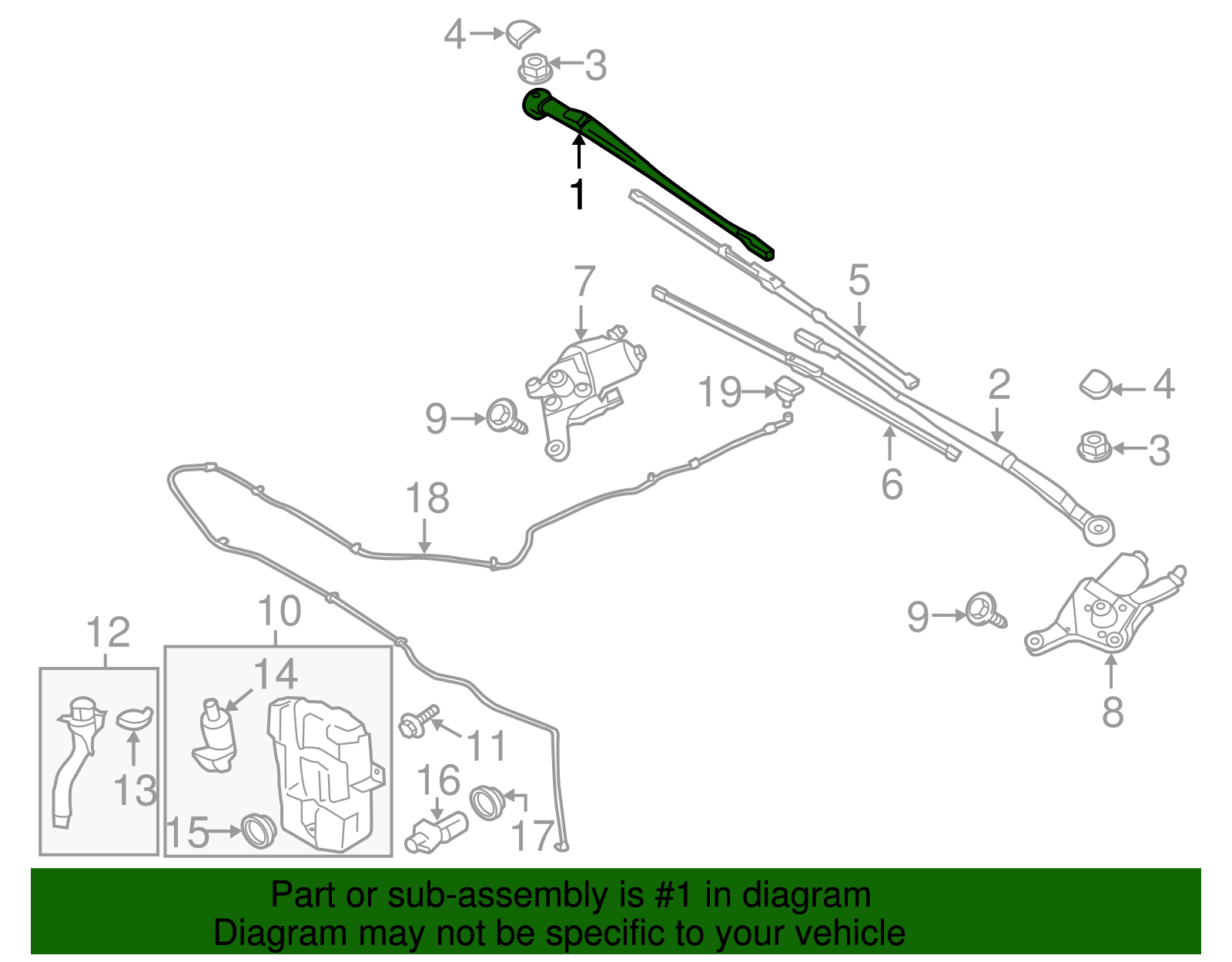 2013-2019 Ford Escape Wiper Arm CJ5Z17526C | NewAutoParts.com