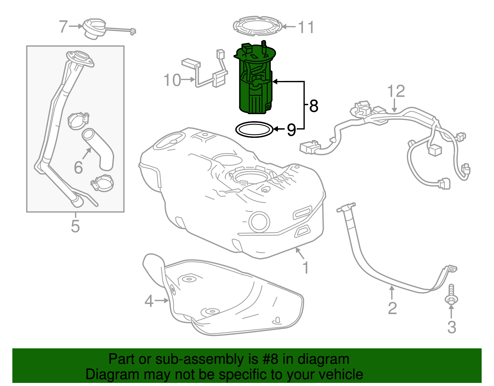 2013-2015 Chevrolet Fuel Pump Module without Fuel Level Sensor, with ...
