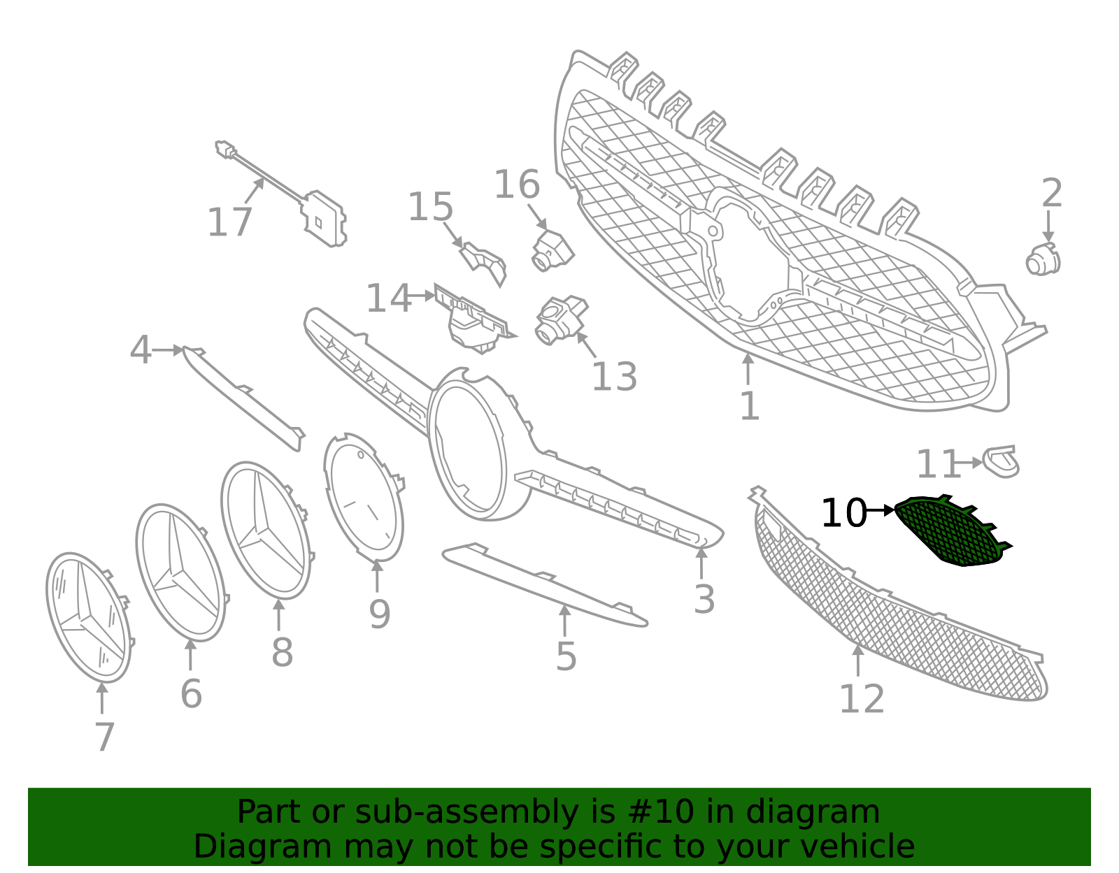 177-885-27-00 - Outer Grille 2019-2022 Mercedes-Benz A 220 | Mercedes ...
