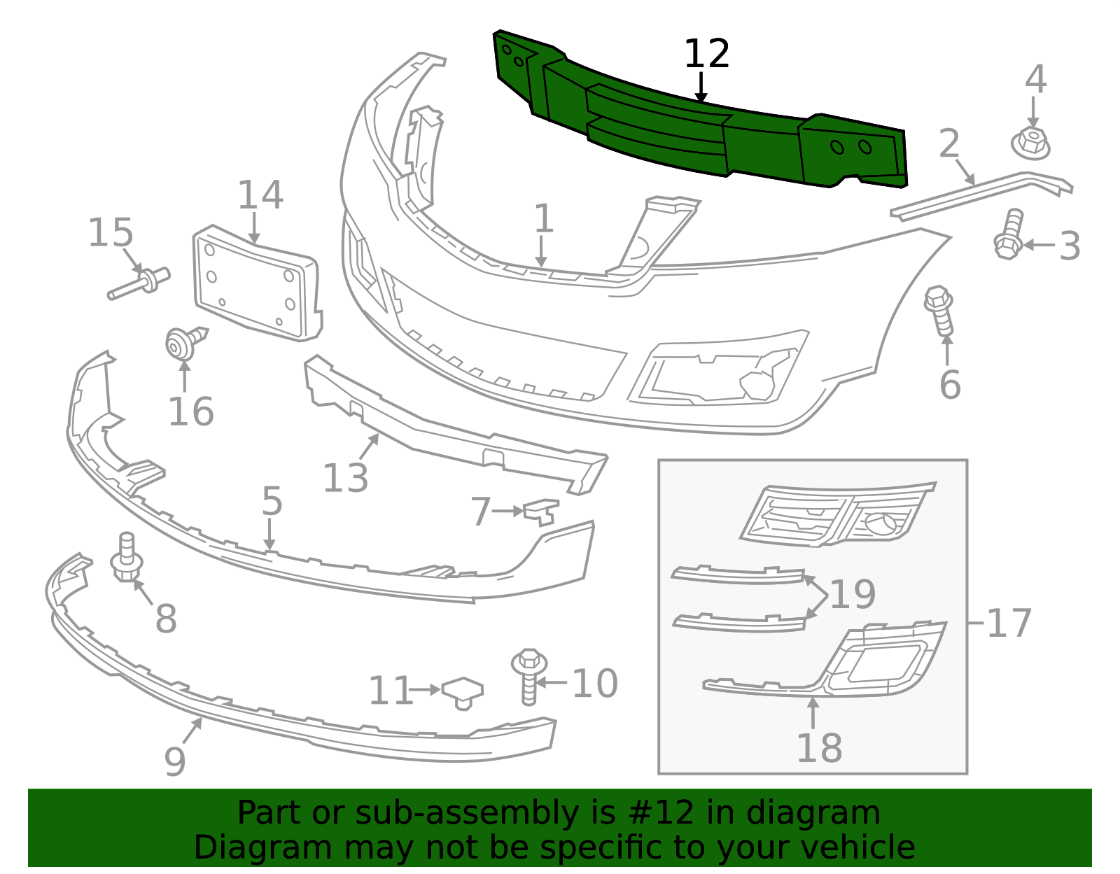 2008-2017 GM Front Bumper Impact Bar 22806759 | Shop Matick Buick GMC