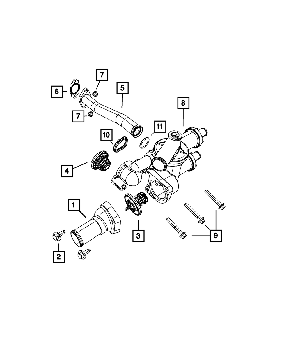 55111017AB - Mopar Engine Coolant Thermostat Package, Cylinder Block ...