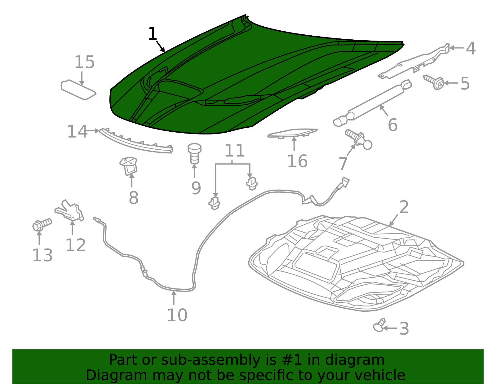 2015-2020 Dodge Charger Hood 68265428AB | Mopar Parts Canada