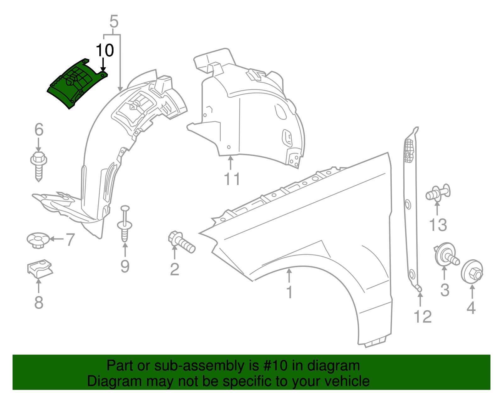 166-884-10-00 - Mercedes-Benz Ft Fender Liner Cover 2012-2019 Mercedes ...