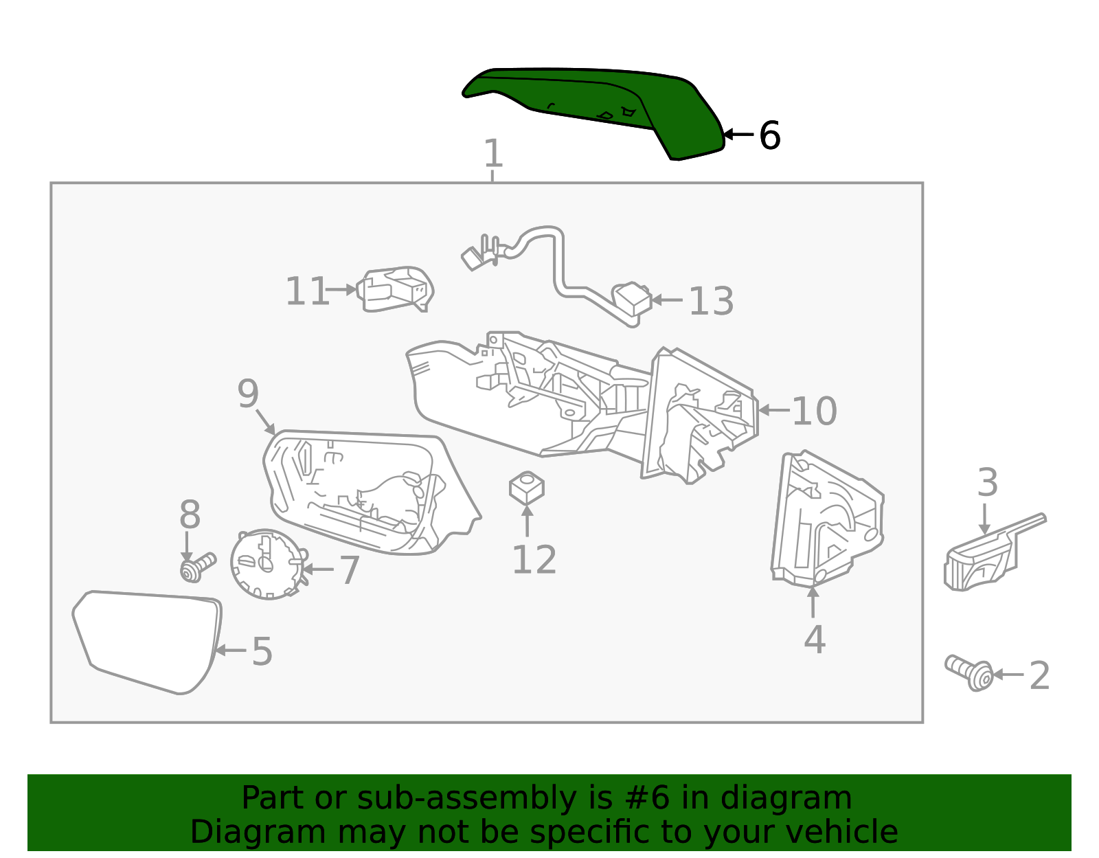 23406419 - Black Driver Side Door Mirror Housing Upper Cover 2018-2024 ...