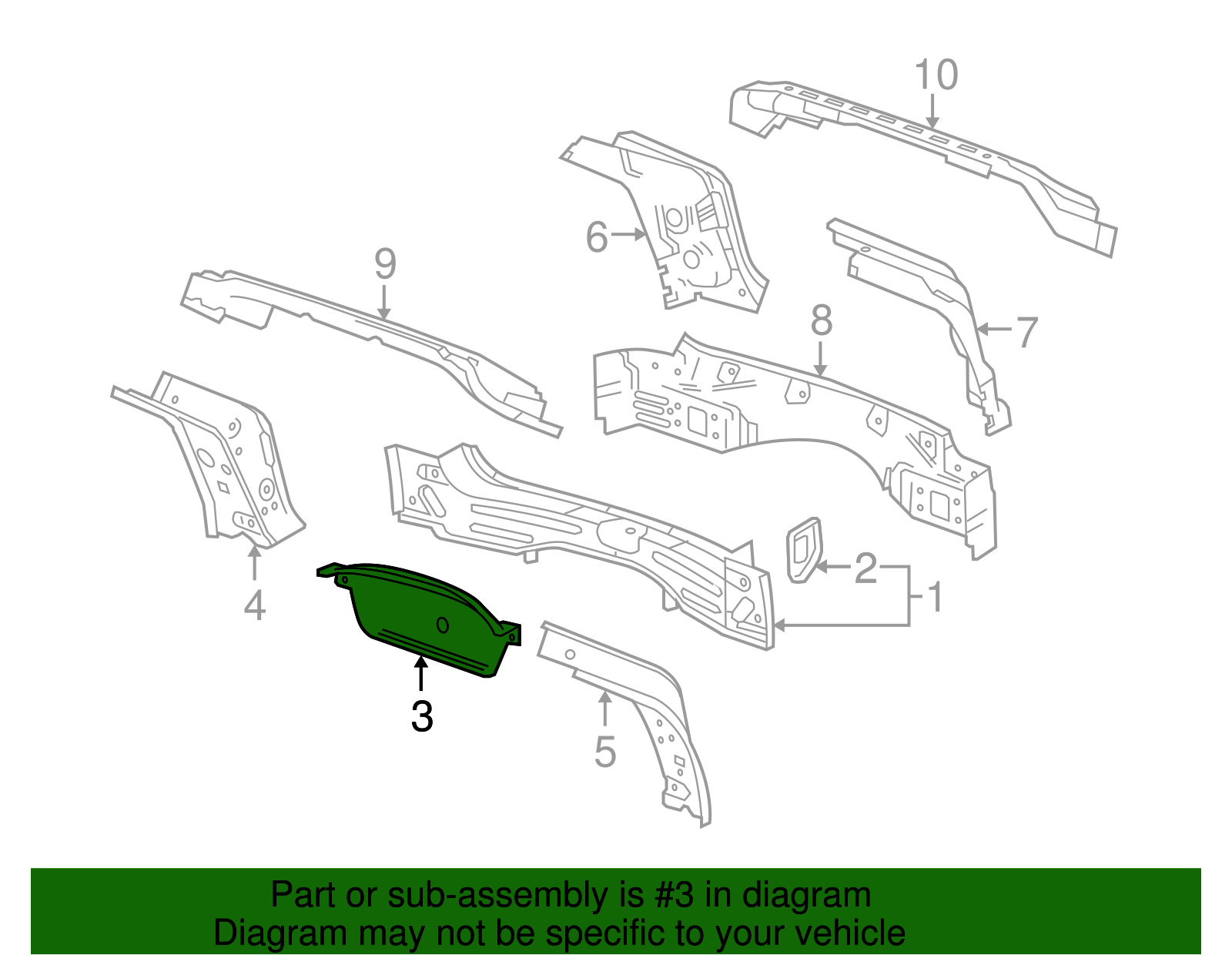 2010-2016 Cadillac SRX Front Floor Panel Extension 20756238 | Capital ...