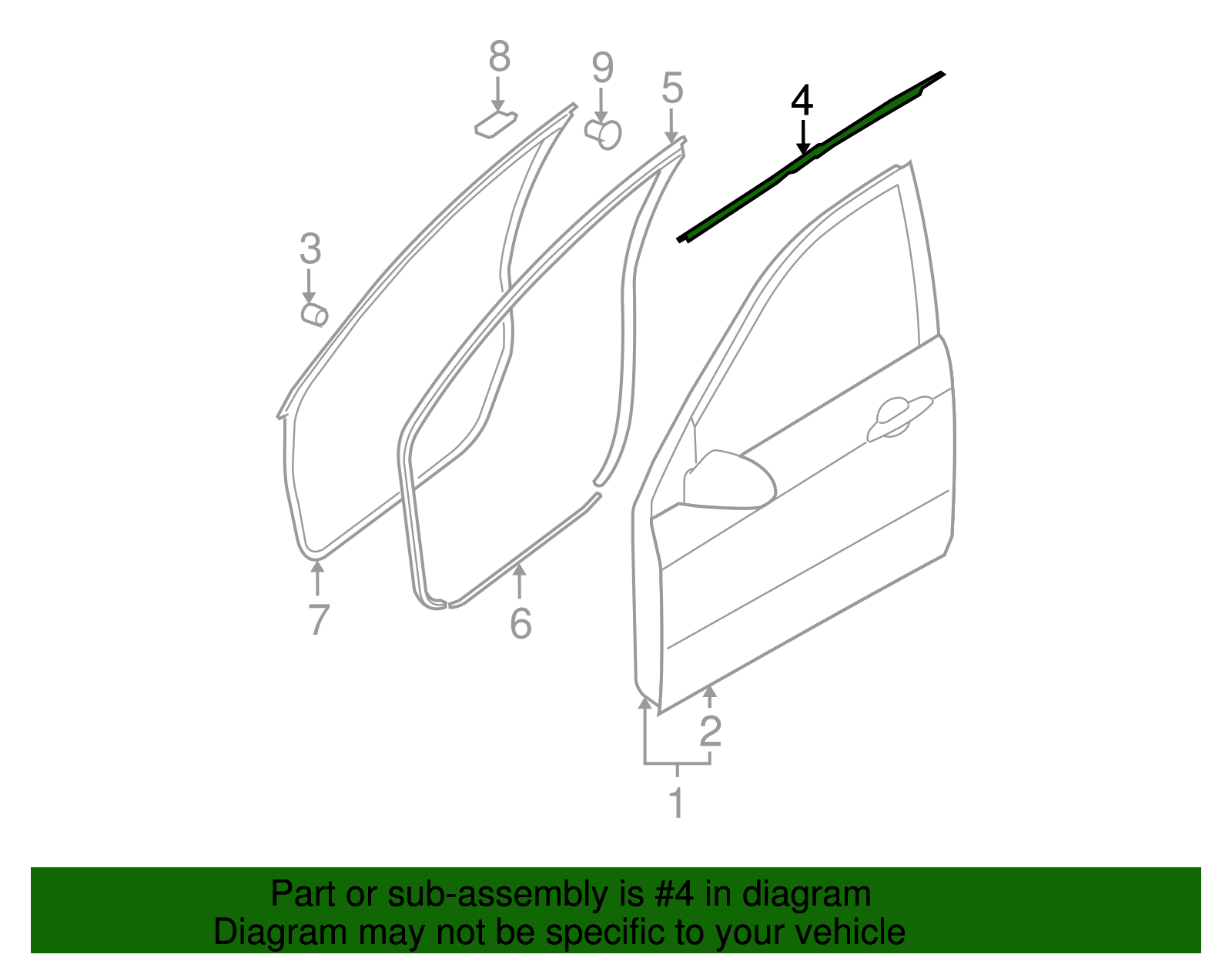 2004-2009 Kia Belt Weather-Strip 82220-2F001 | KIA Parts Zone