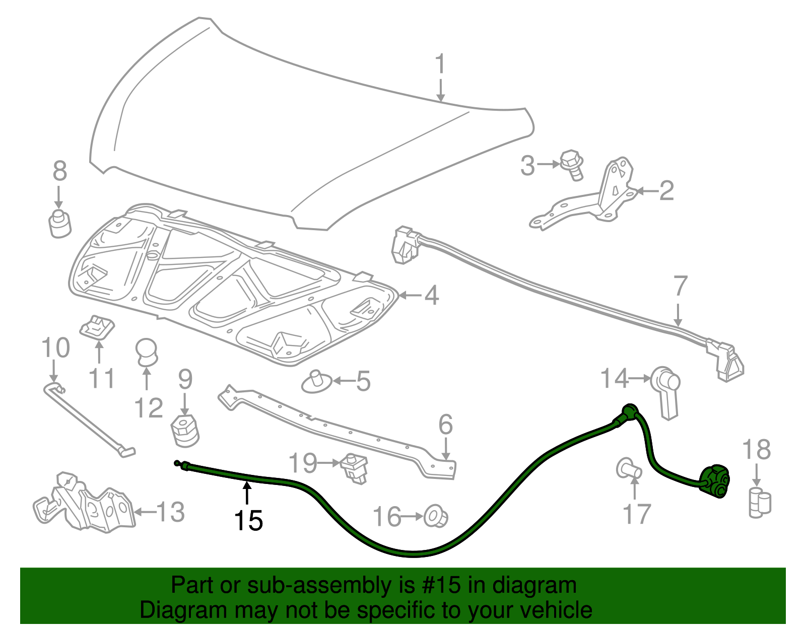 42334101 - 2016-2022 Chevrolet Spark - Primary Hood Latch Release Cable ...