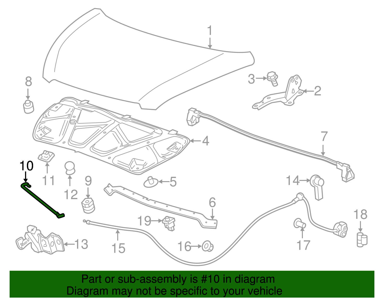 42519568 - 2016-2022 Chevrolet Spark - Hood Hold Open Rod | Partners Chevy