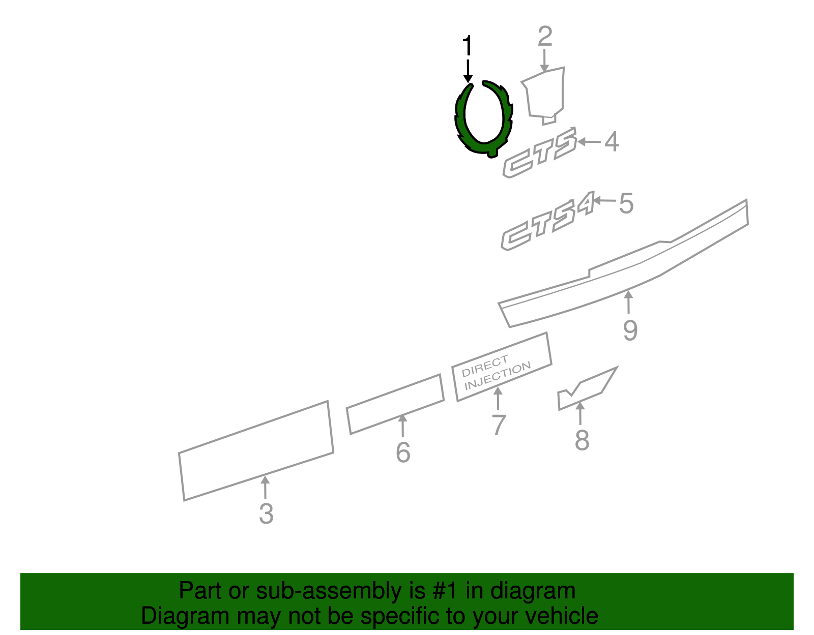20890985 - 2008-2014 Cadillac CTS - Dark Titanium Deck Lid Logo ...