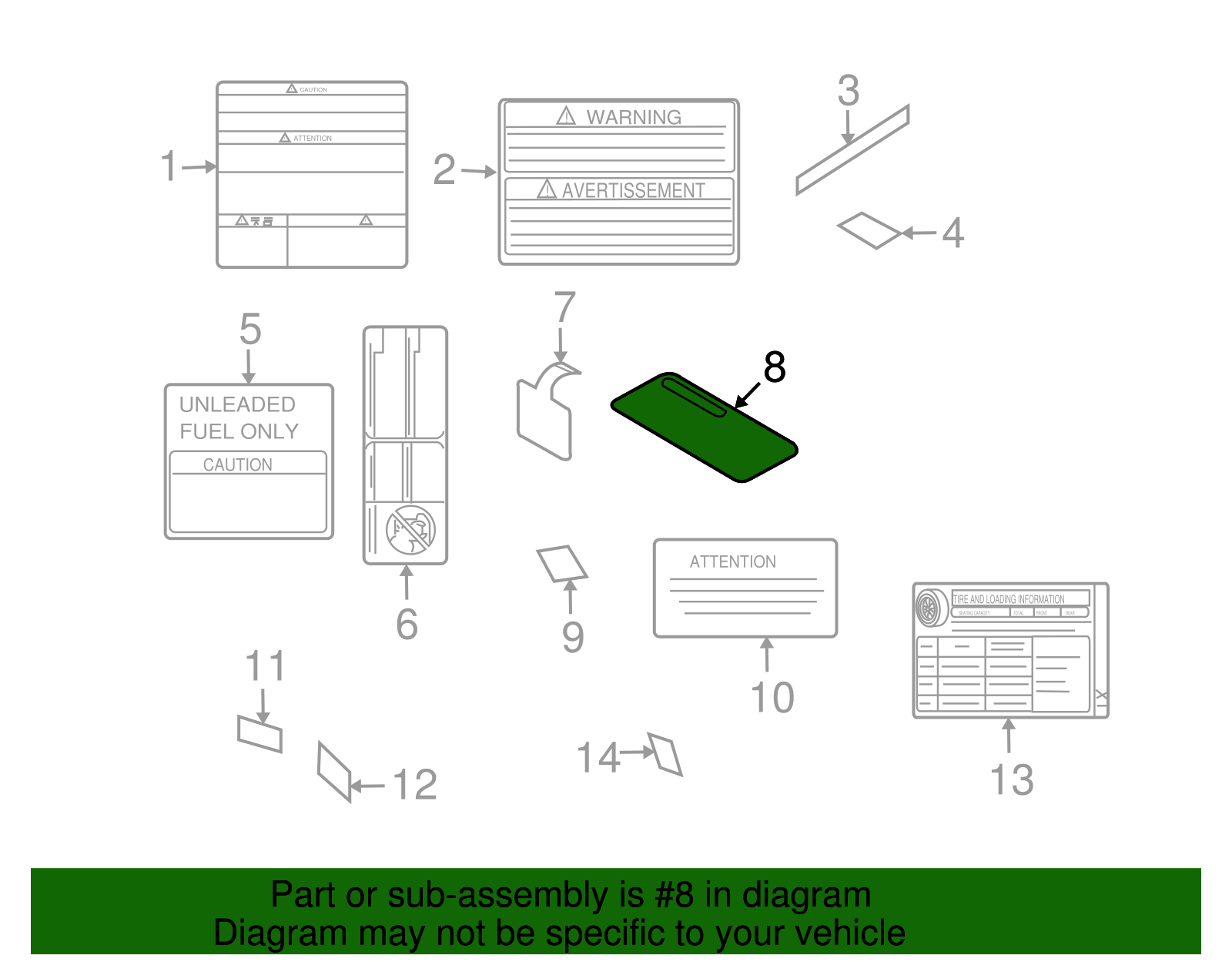 2008-2014 Subaru AC Label 73772FG010 | Subaru Parts Plus