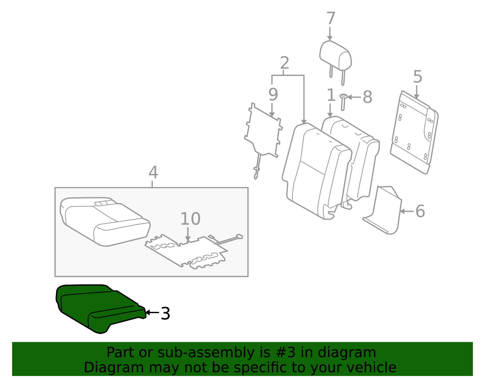 2008-2010 Toyota Sequoia Seat Cushion Pad 71612-0C100 | MotorMotor