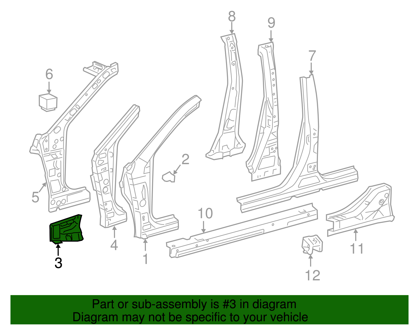 2007-2011 Toyota Camry Hinge Pillar Gusset 61146-06030 | Toyota Parts ...