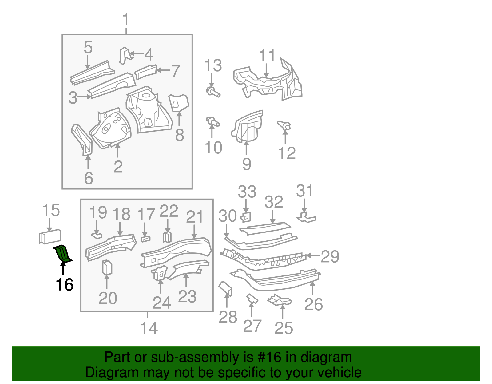 2001-2013 Toyota Highlander Radiator Support Panel Reinforcement 57163 ...