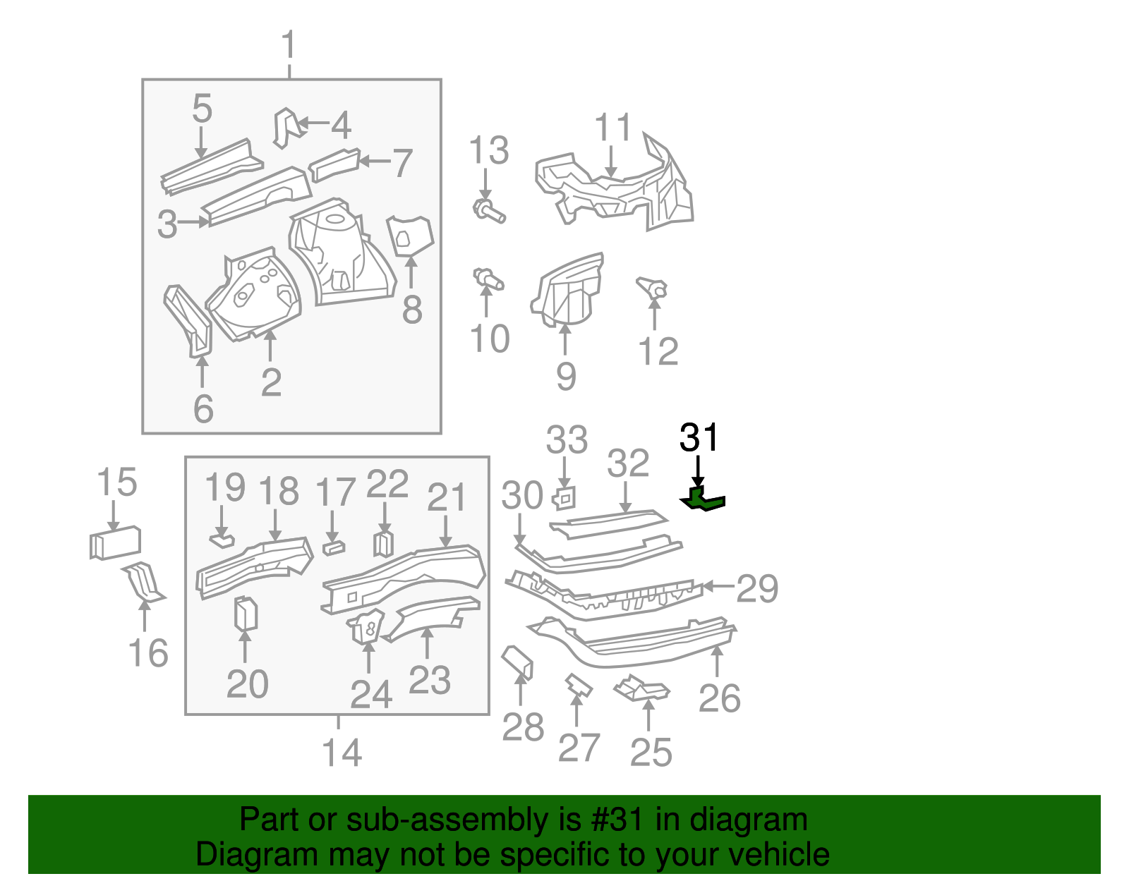 2001-2013 Toyota Highlander Inner Rail Reinforcement 57017-0E010 ...