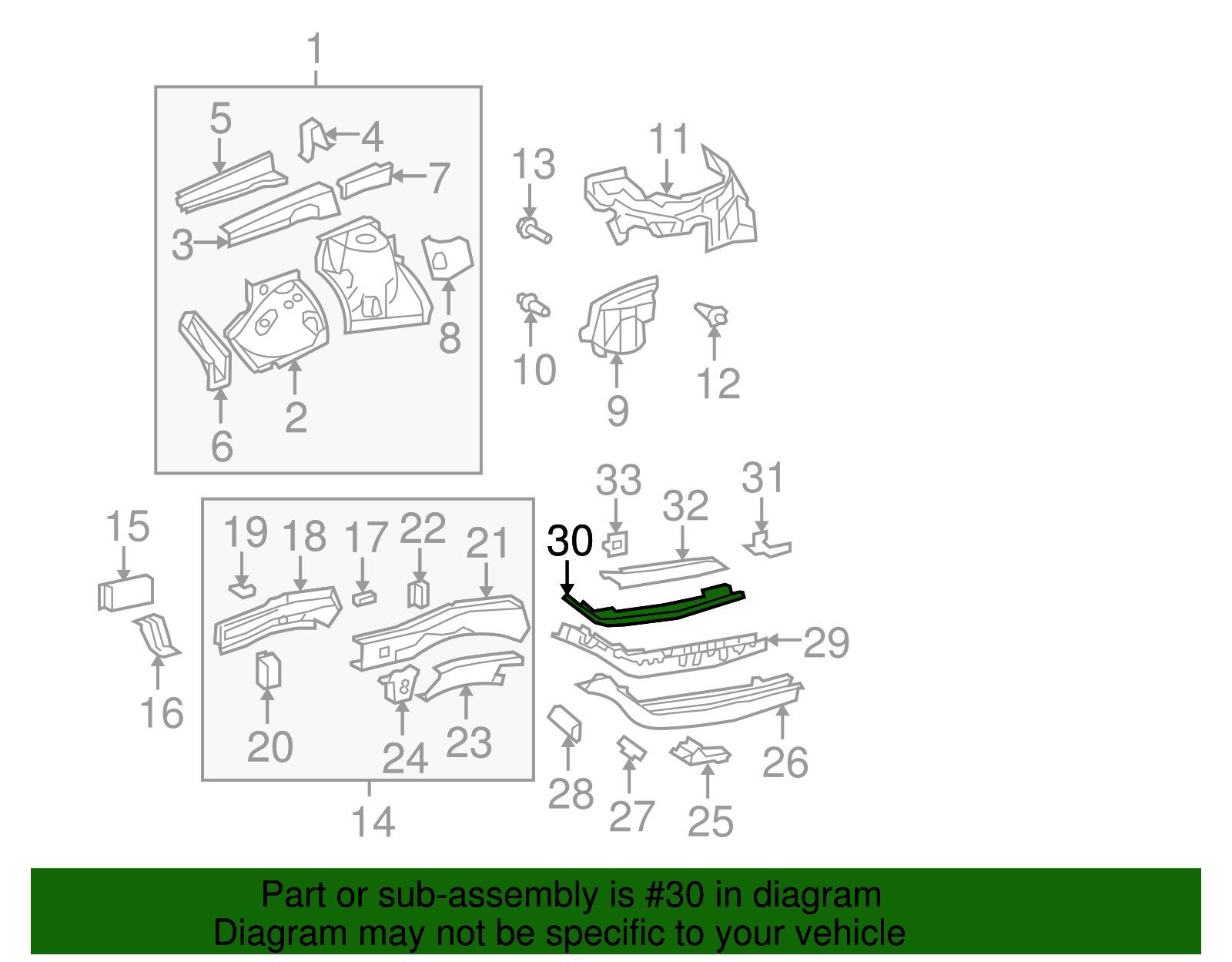 2004-2013 Toyota Highlander Rail Reinforced 57182-48020 | Toyota Parts ...