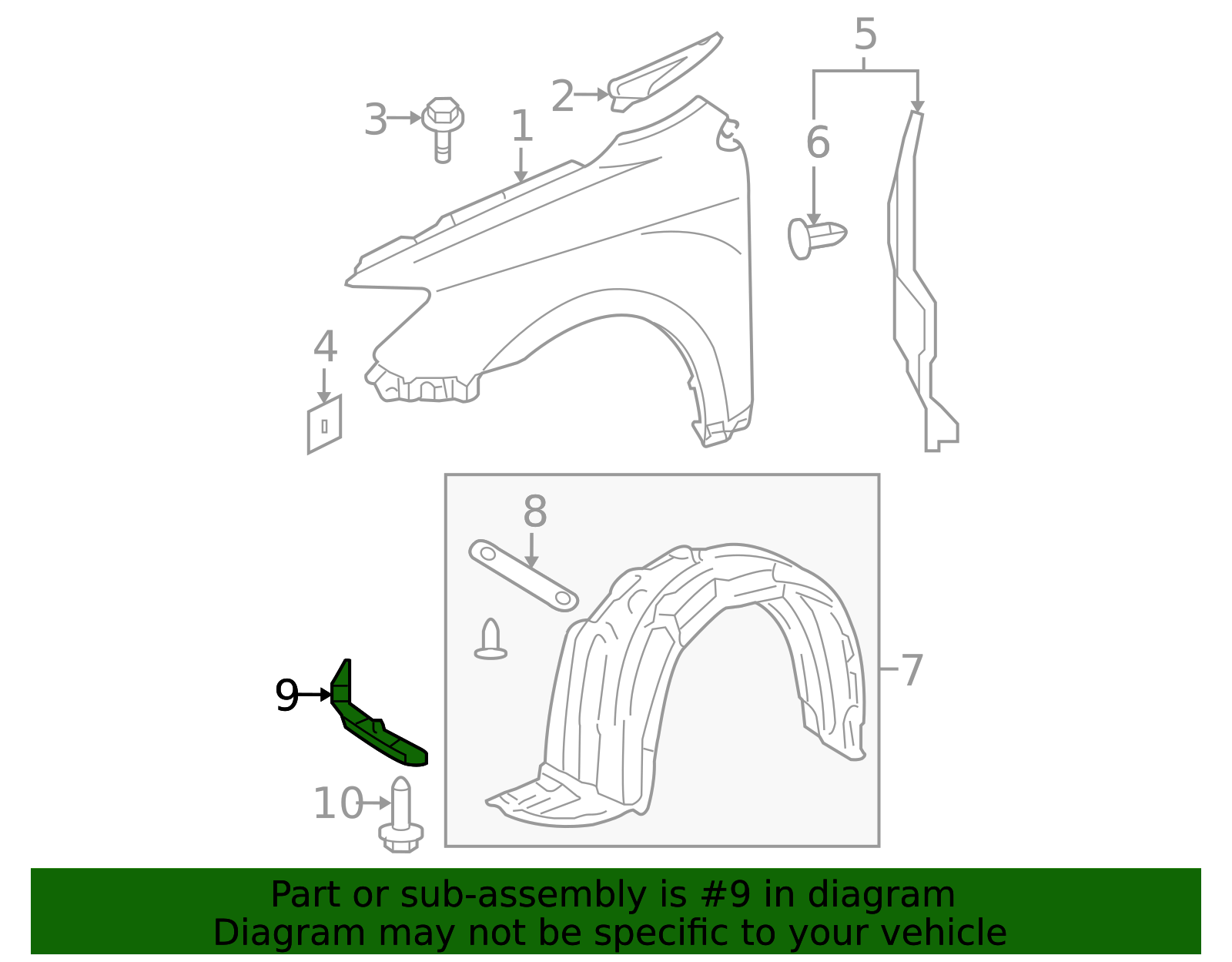 53851-21010 - Fender Liner Pad - 2005-2010 Scion tC | Lithia Toyota Parts