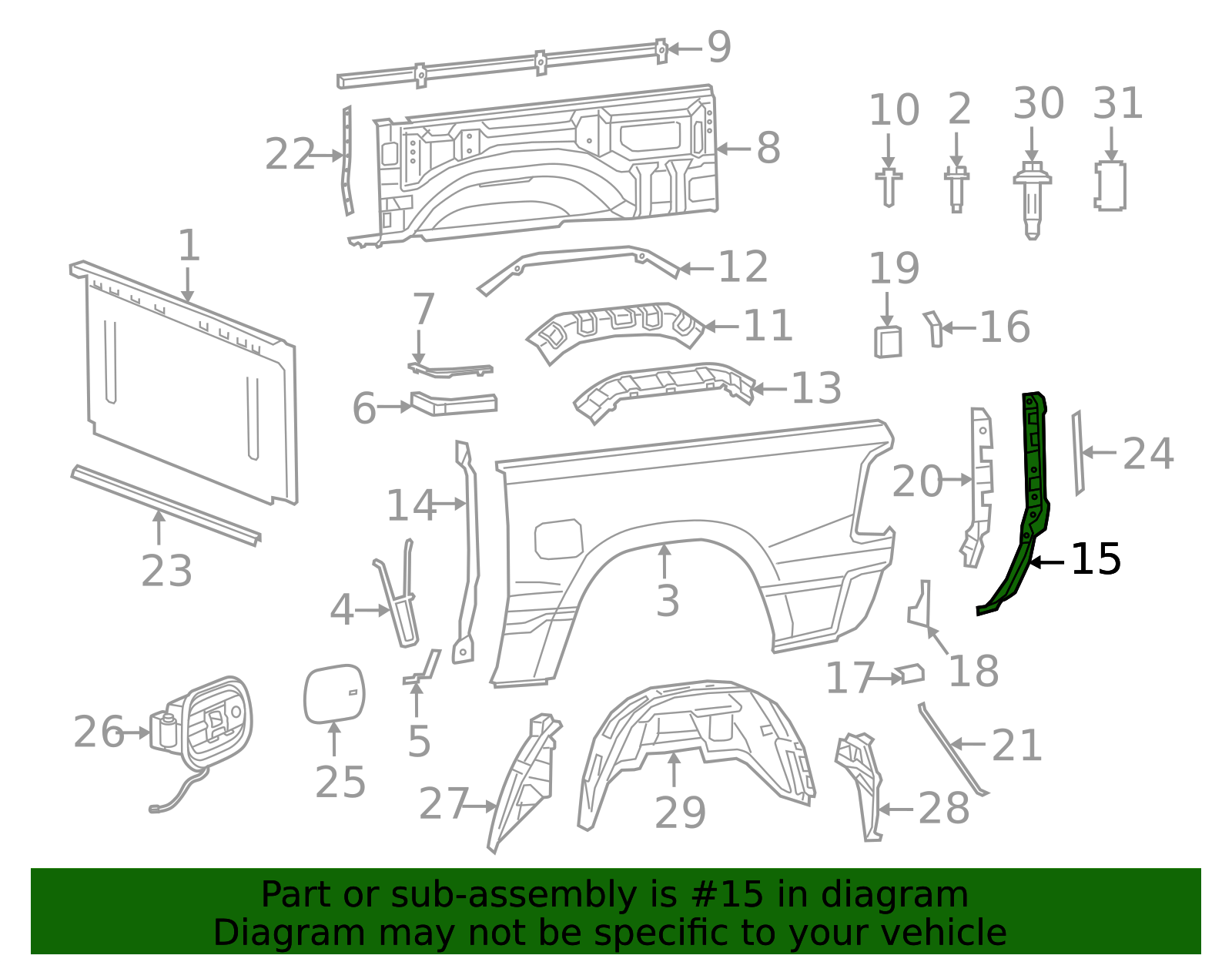 2019-2025 Ram 1500 Tailgate Hinge Reinforcement, Right 68399186AD ...