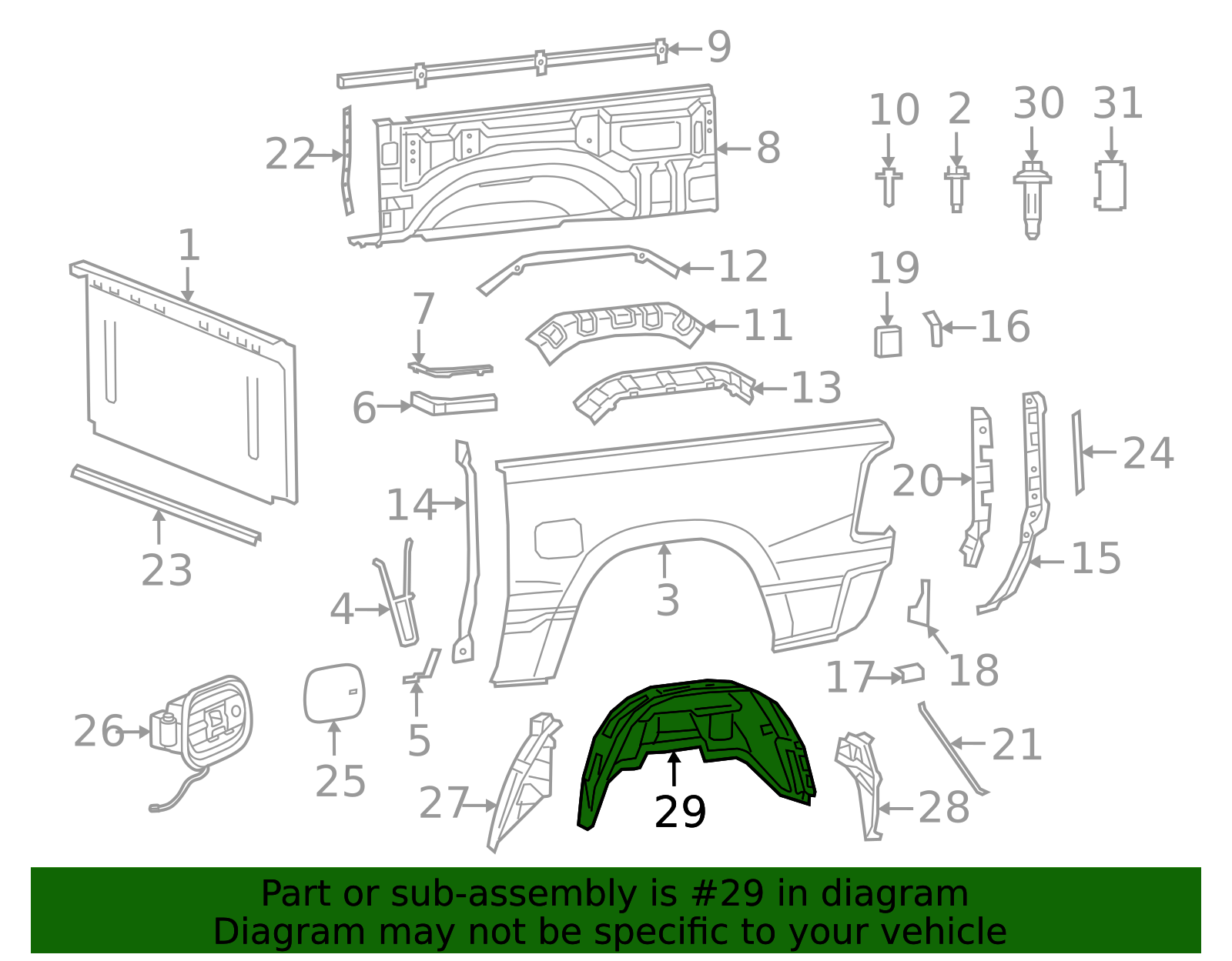 2019-2025 Ram 1500 Quarter Panel Splash Shield 68628905AA | Mopar Parts ...