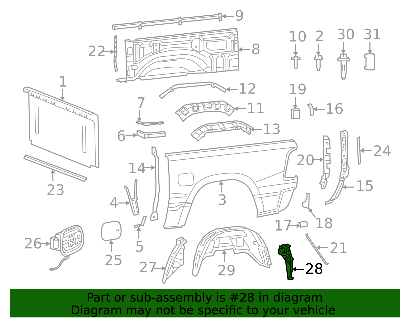 68365746AA - Wheelhouse Shield Left - 2019 2020 Ram 1500 | Mopar Parts ...