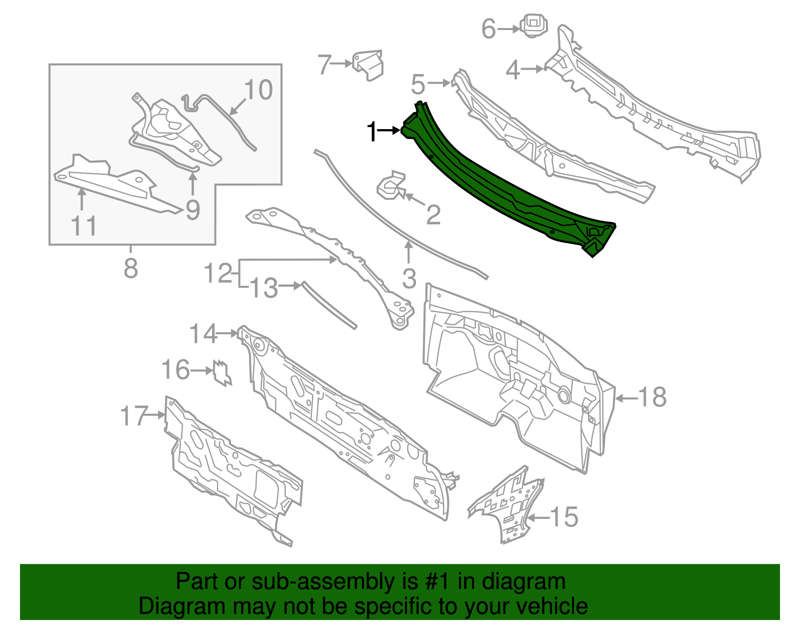 2016-2023 Nissan Maxima Cowl Grille 66862-4RA0A | Nissan Parts Central