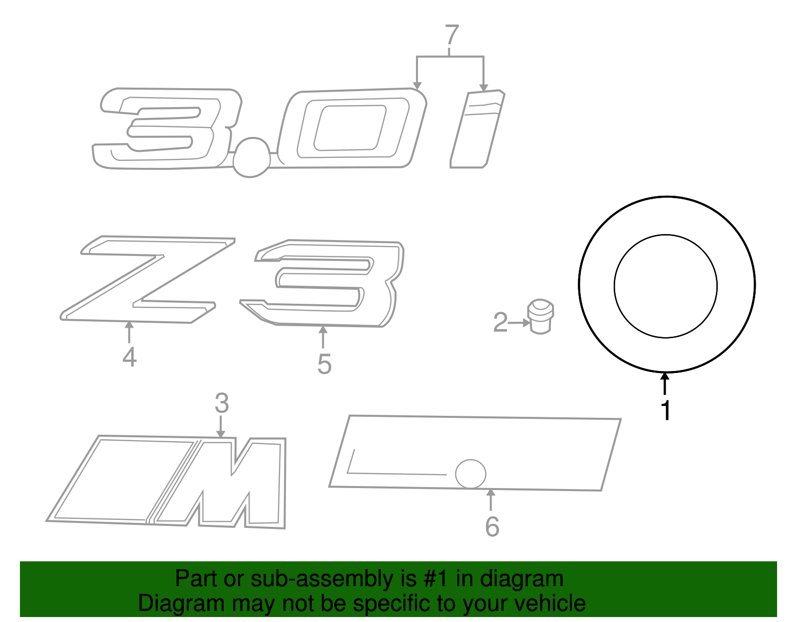 1999-2002 BMW Z3 Emblem 51-14-7-721-222 | BMW OEM Parts