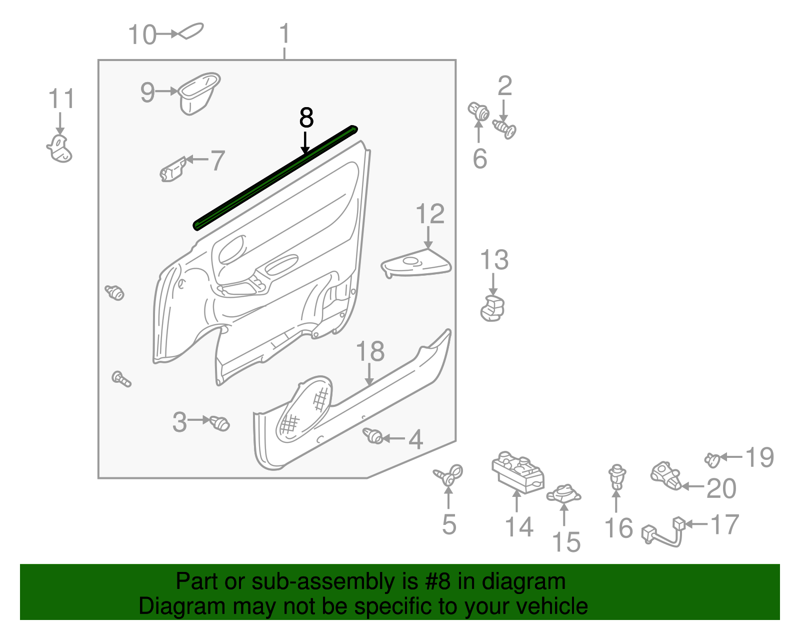 1998-2002 Mazda 626 | Belt Weather-Strip | GD7A-59-821 | Mazda Online Parts