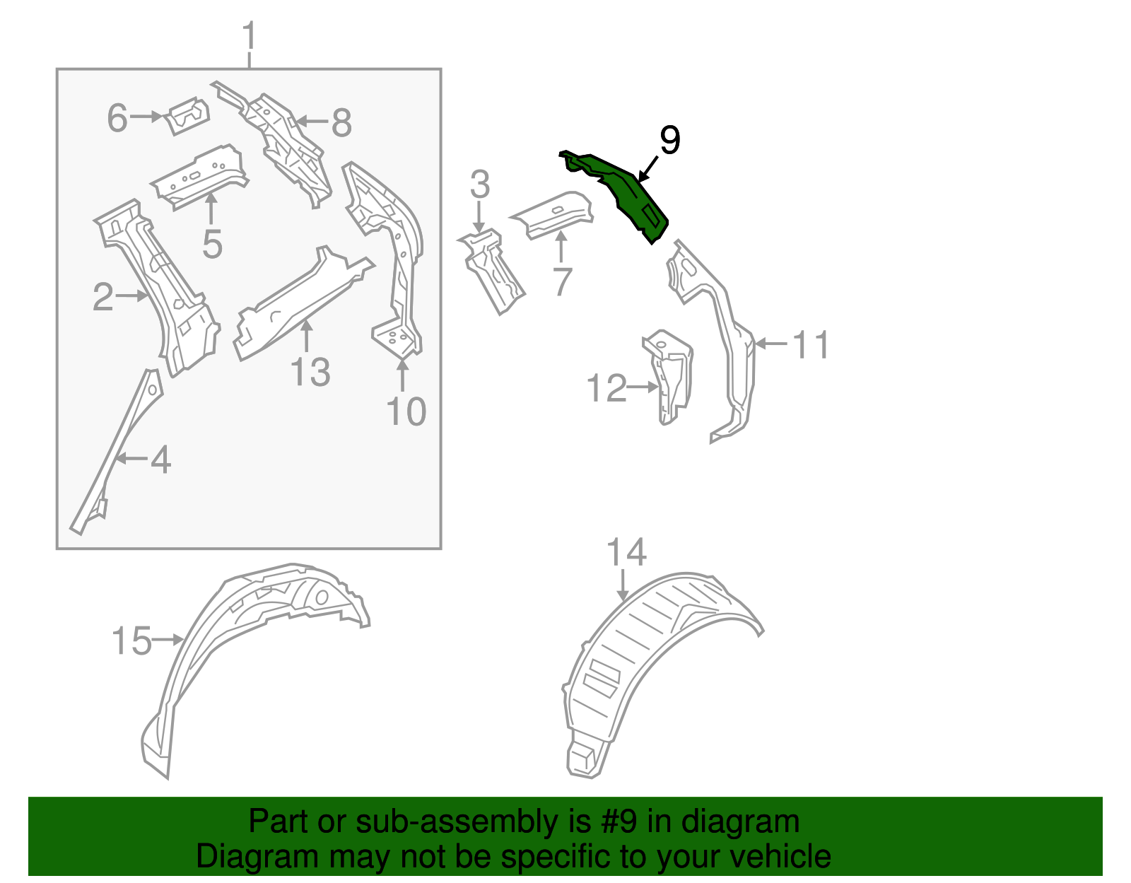 2011-2017 Volkswagen Touareg Rear Pillar Upper Reinforced 7P6-809-071 ...