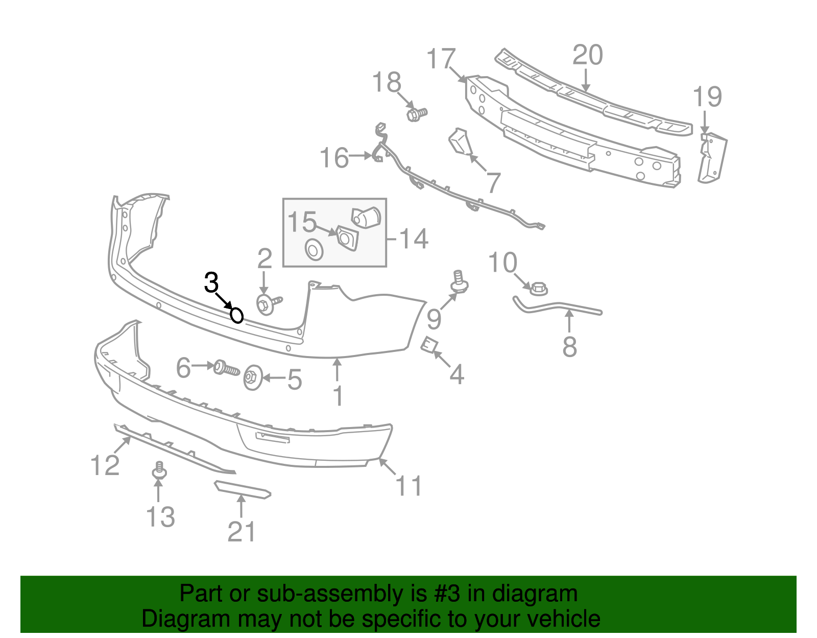 2007-2024 GM Black Rear Bumper Fascia Opening Insert 15851009 | Capital ...
