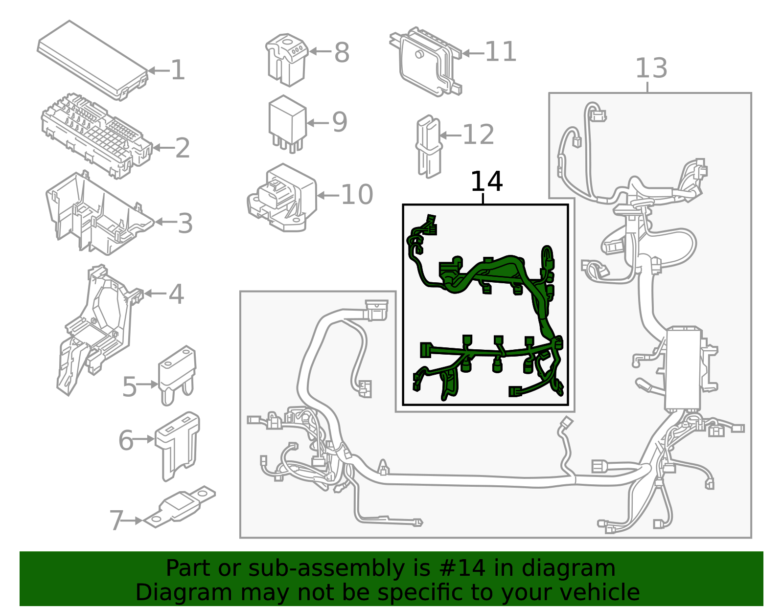 2011-2015 Ford Engine Wiring Harness BU5Z-12A581-T | TascaParts.com