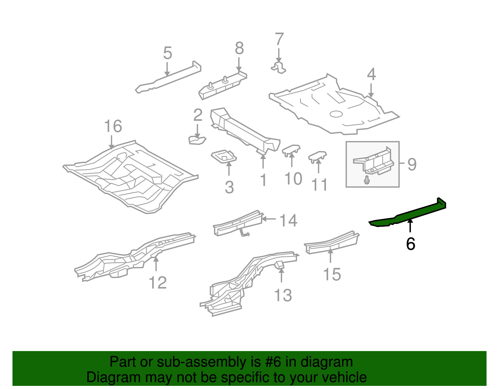 2009-2015 Toyota Venza Rear Floor Pan Reinforcement 58362-0T010 ...