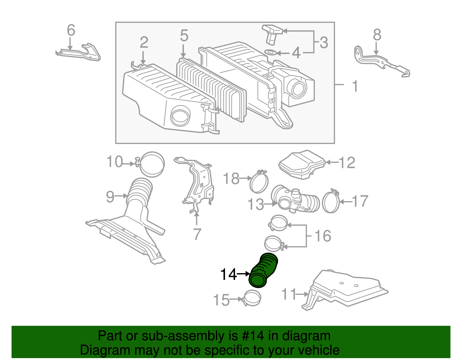 2006-2010 Toyota Highlander Engine Air Intake Hose 17882-20140 | OEM ...