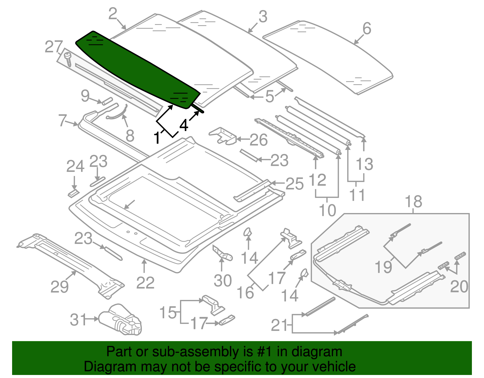 2006-2013 Audi Sunroof Glass 8P4-877-057-A | OEM Parts Online