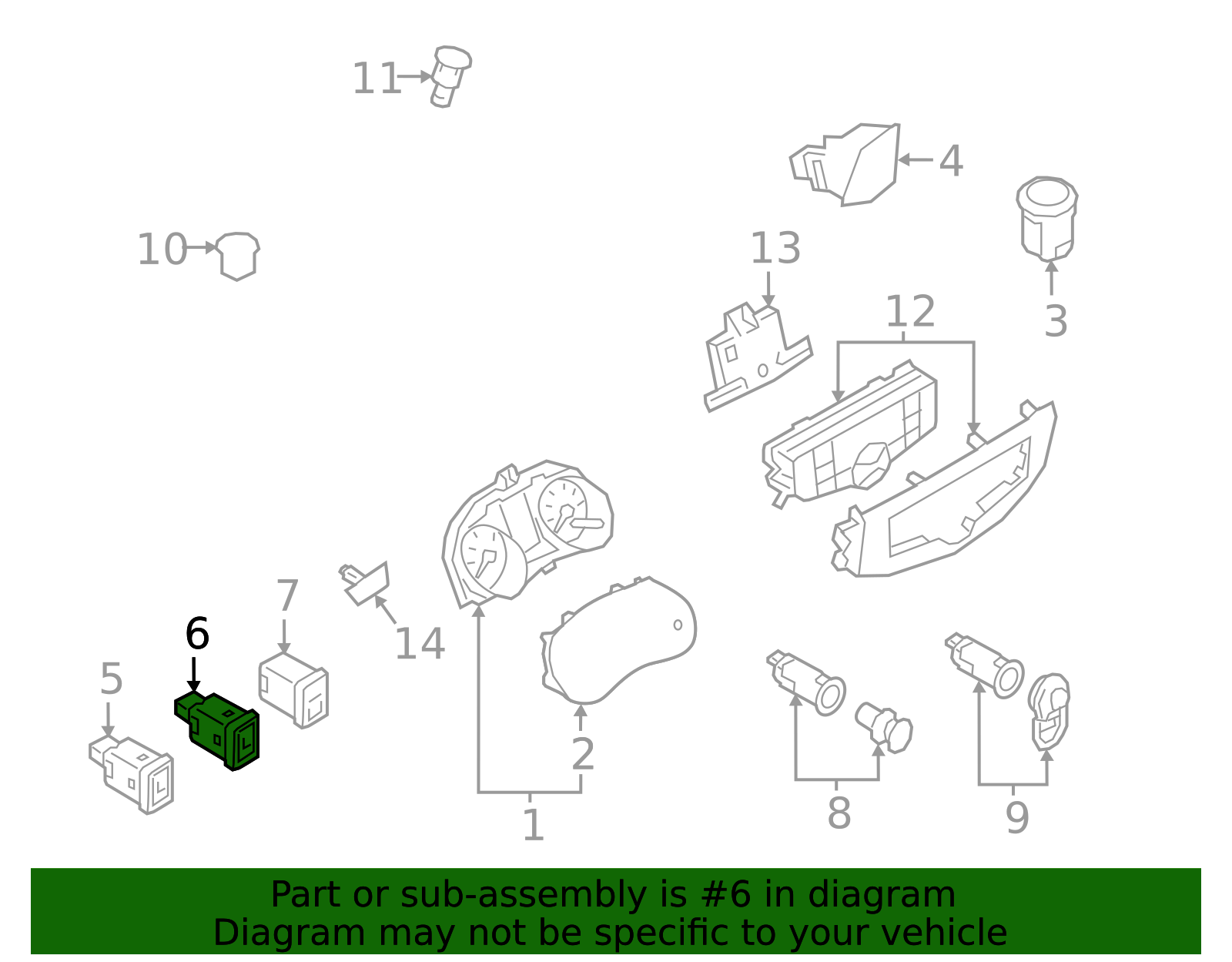 2018-2019 Nissan Kicks Adjuster Switch 25174-5BC0A | Nissan Parts Central