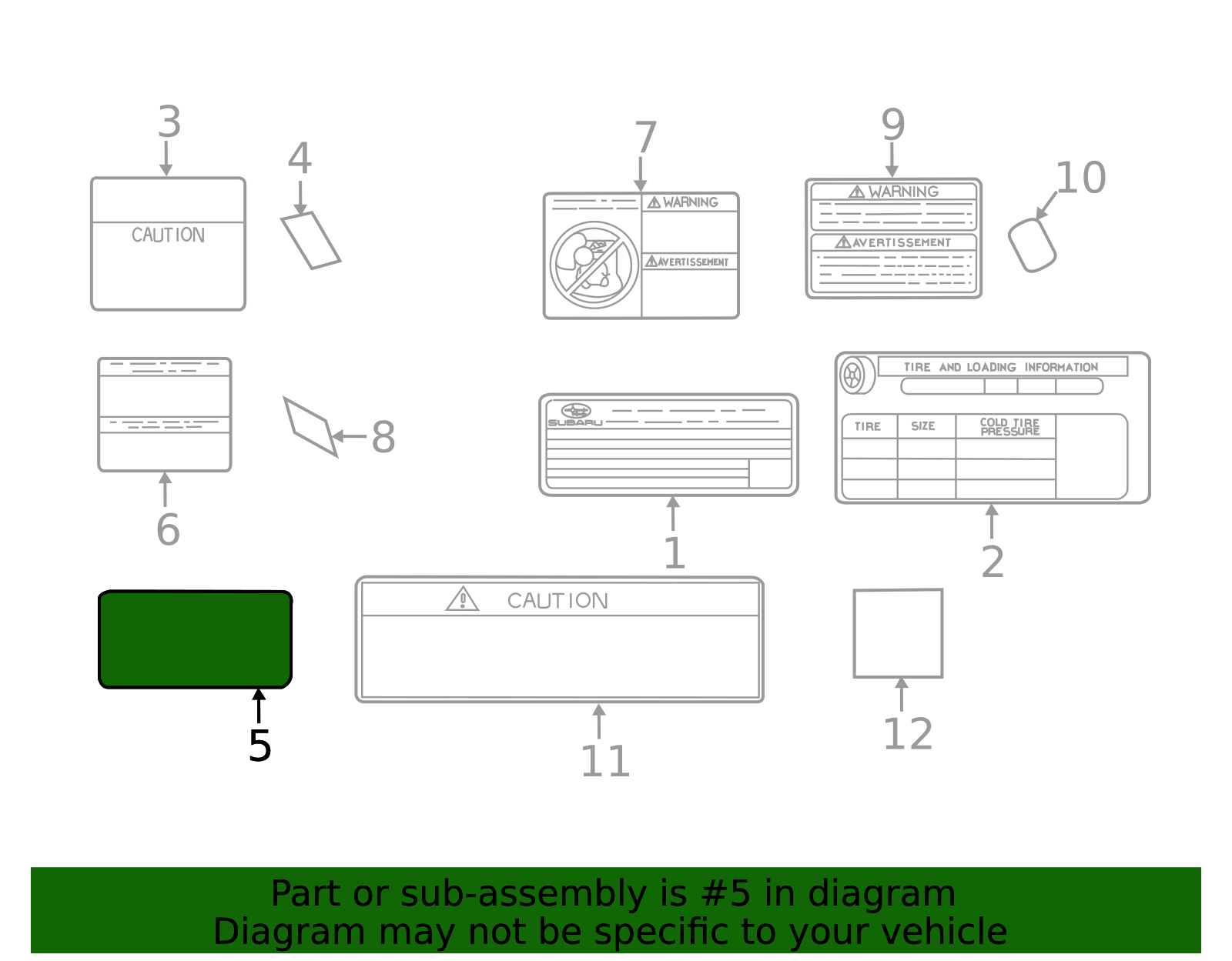 2019-2024 Subaru Forester AC Label 73772SJ030 | Subaru Parts Store