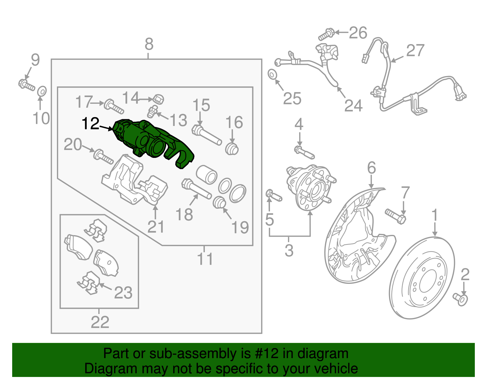 Hyundai - 58211-G3500 - Disc Brake Caliper - 2018-2020 Hyundai Elantra ...