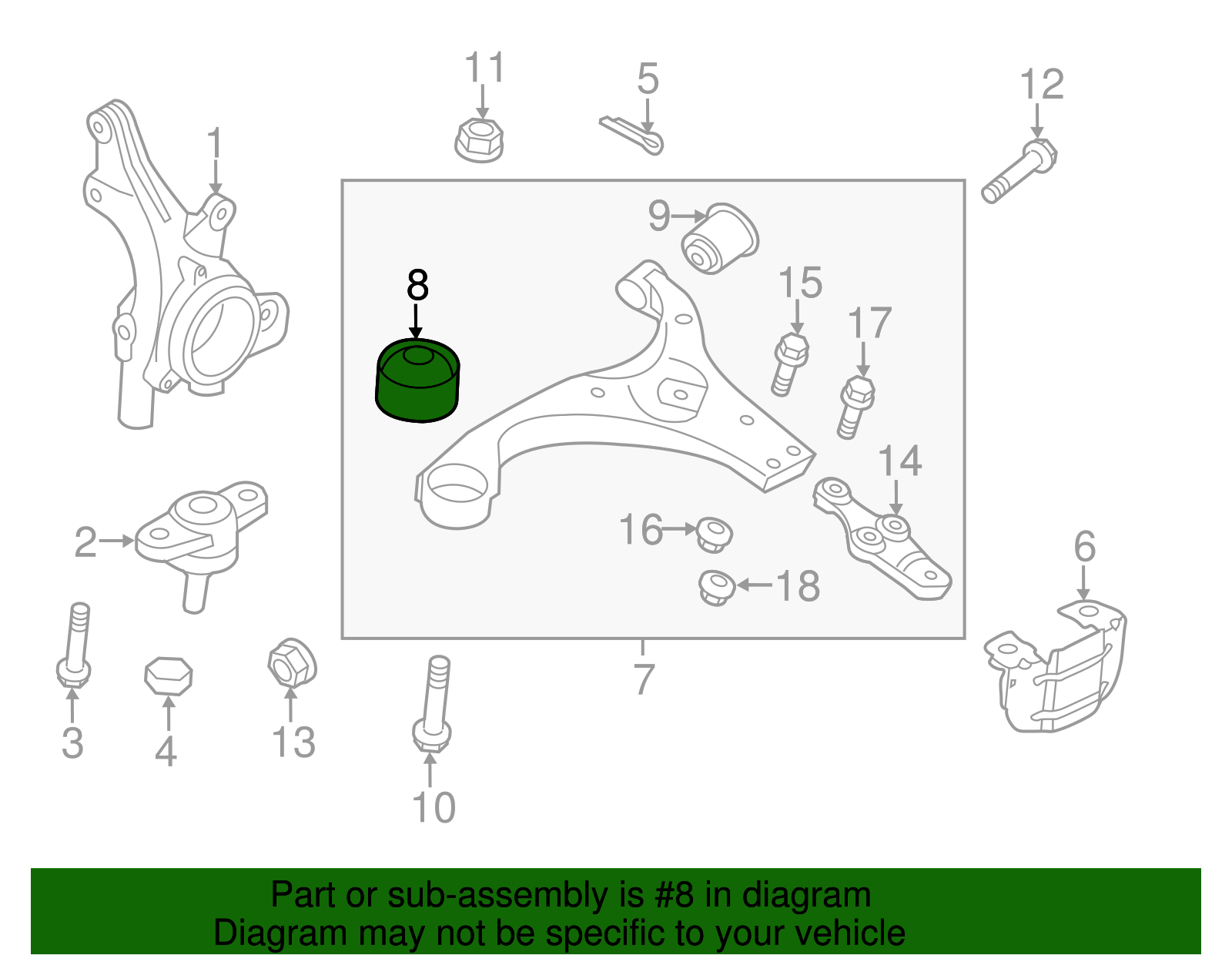 54584-0Q000 - Lower Control Arm Front Bushing 2010-2013 Kia | Kia.Parts ...