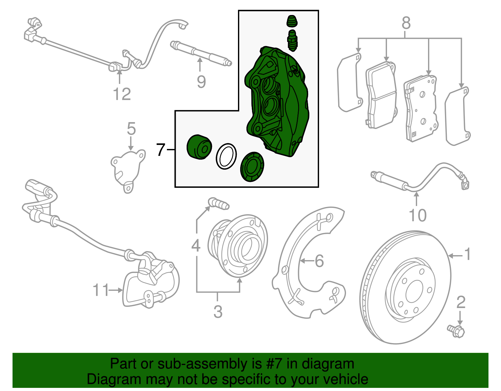 2014-2019 Chevrolet Corvette Yellow Front Passenger Side Disc Brake ...