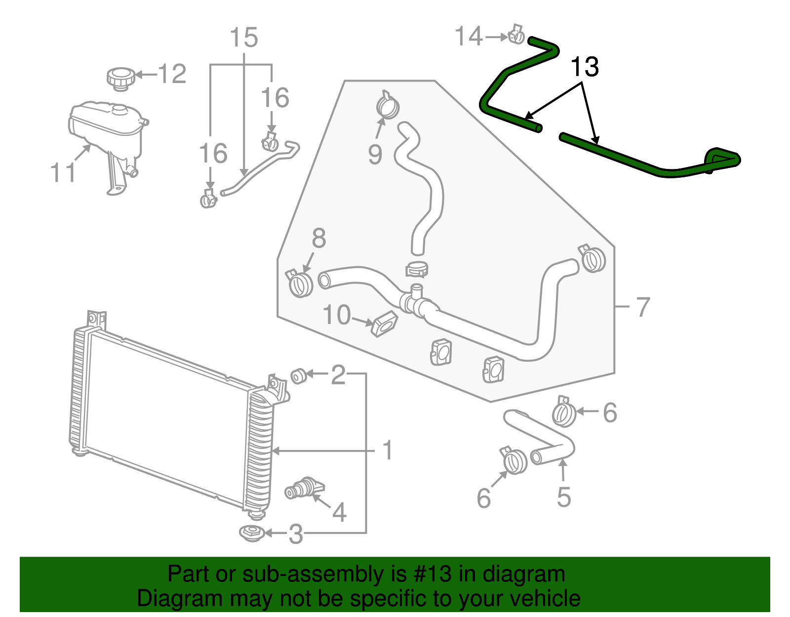 2014-2020 GM Radiator Surge Tank Outlet Hose 84919470 | GM Parts Center