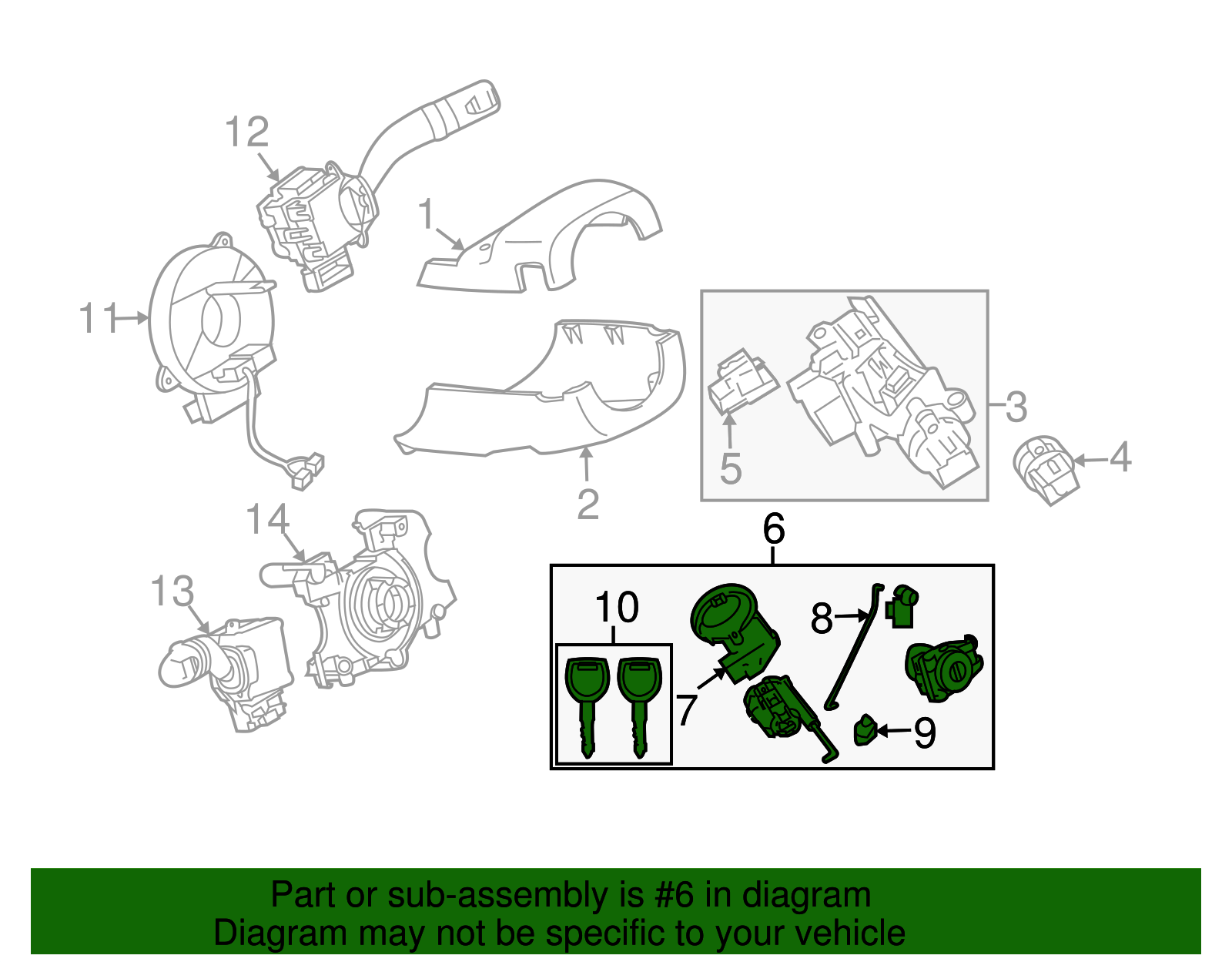GSYC-76-14XA - 2009-2010 Mazda 6 - Ignition Lock Cylinder | Mazda Part ...