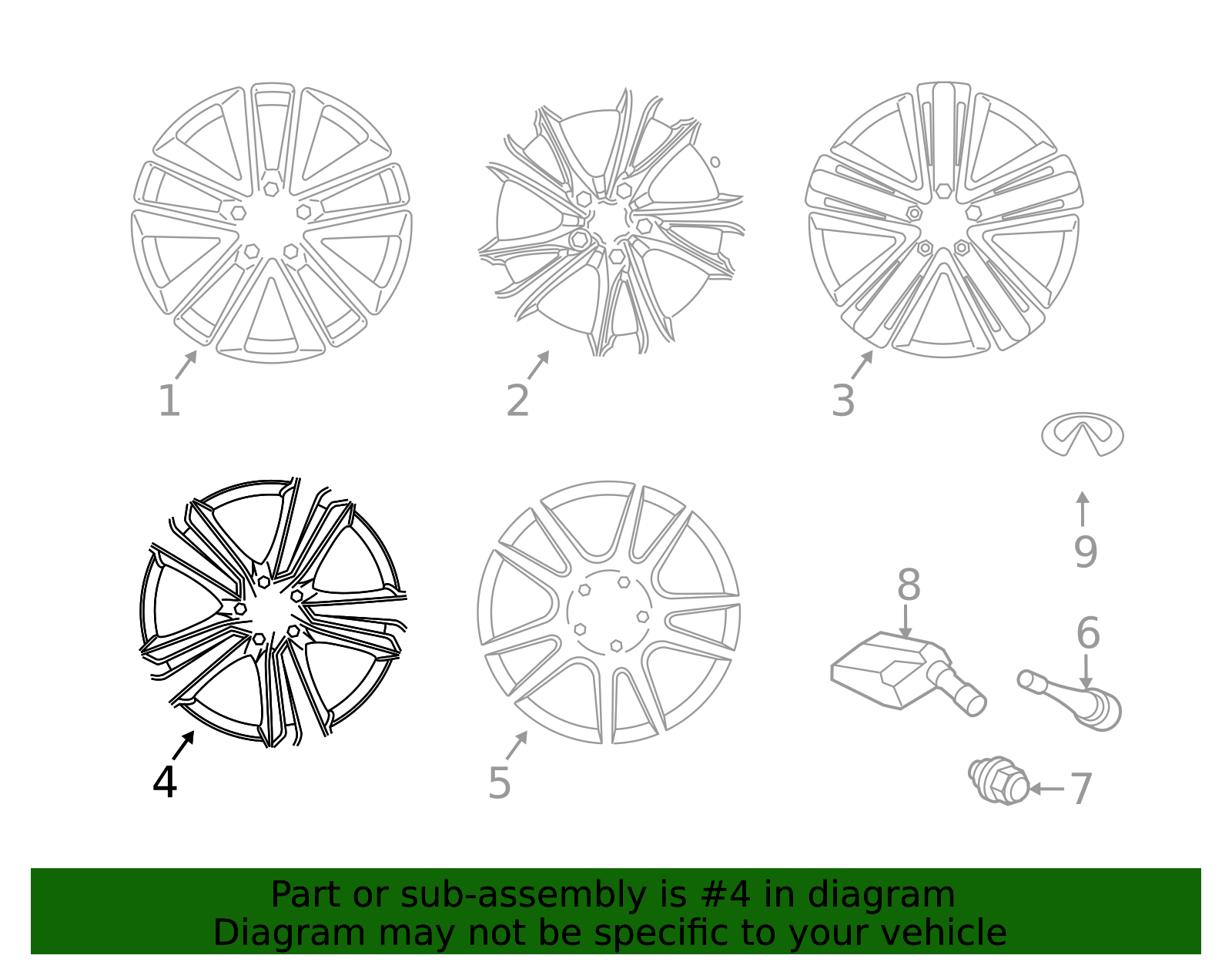 999W1-J2019 - 19" Split 5-Spoke Bright Wheel 2014-2024 Infiniti ...