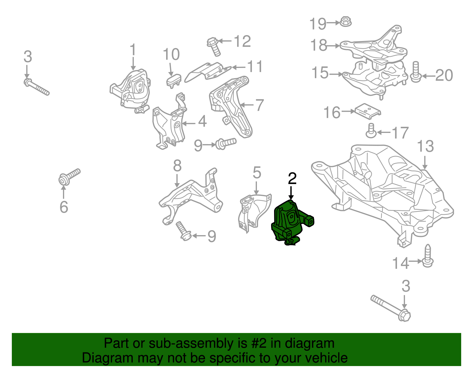 2012-2018 Audi Motor Mount 4G0-199-381-NT | Audi USA Parts