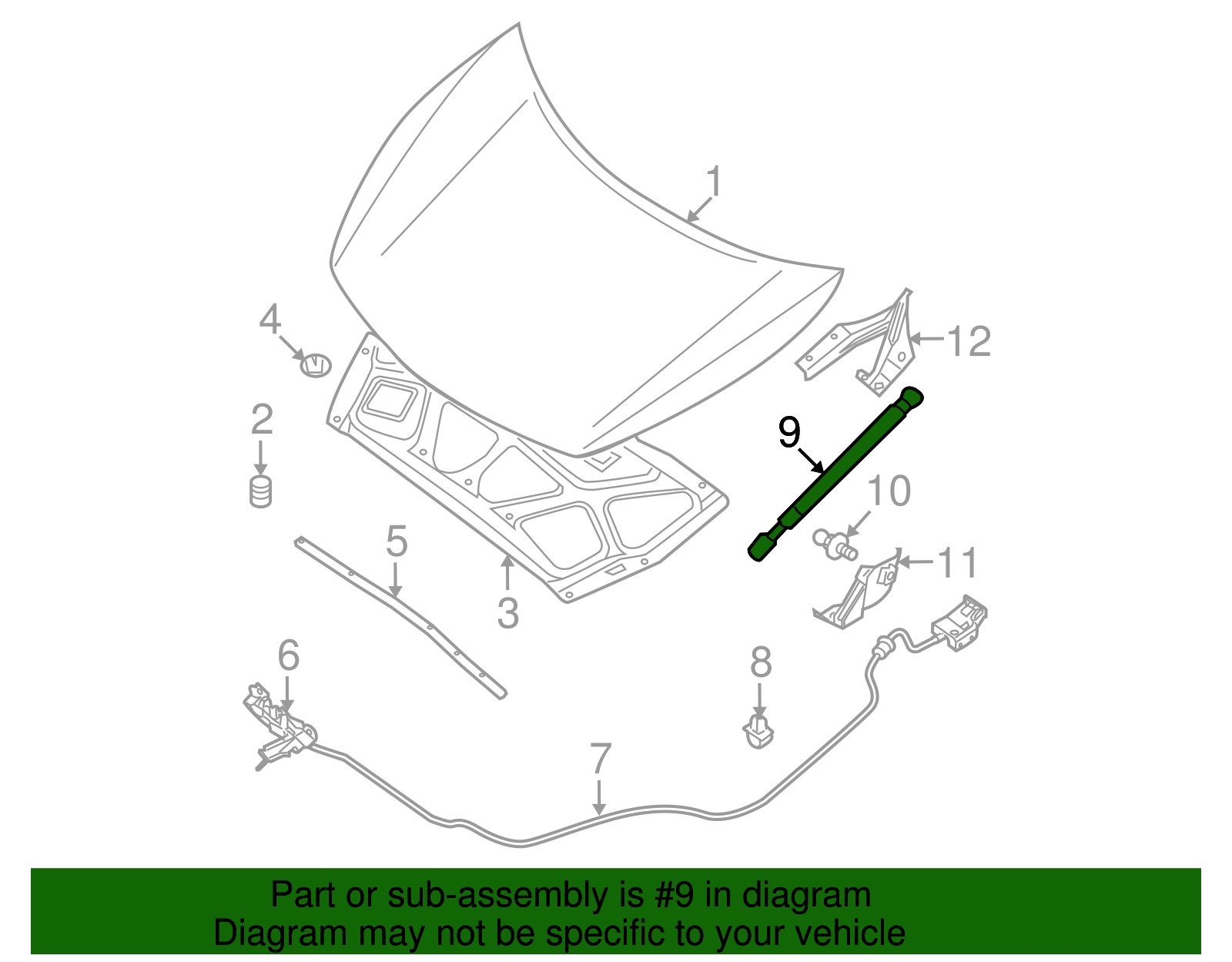 65470-9N00A - Support Cylinder 2009-2014 Nissan Maxima | Nissan Parts ...