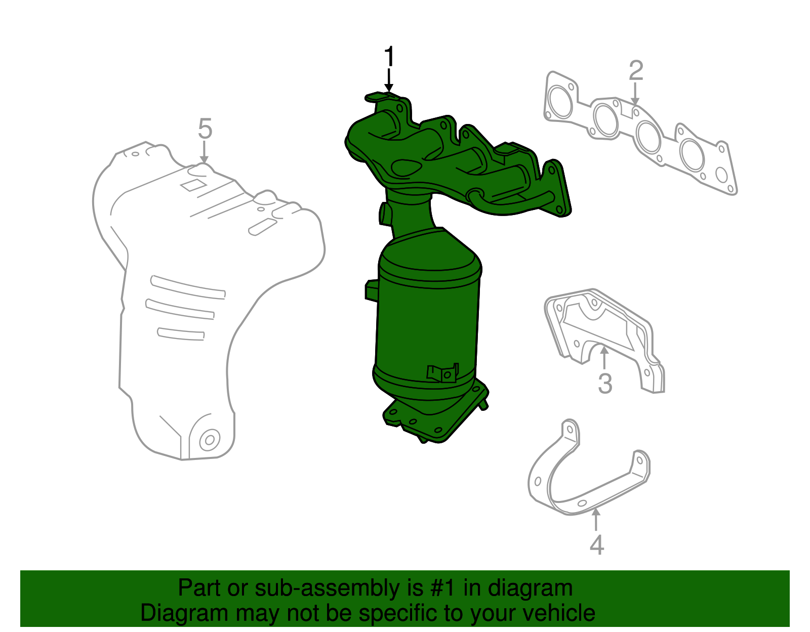 OEM GM Exhaust Manifold with 3-Way Catalytic Converter and Bolts For ...