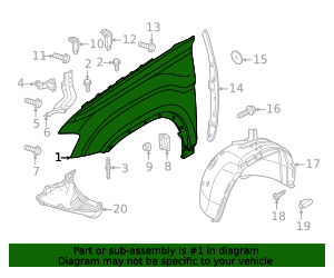 2020-2025 Volkswagen Fender 3CM-821-022 | OEM Parts Online