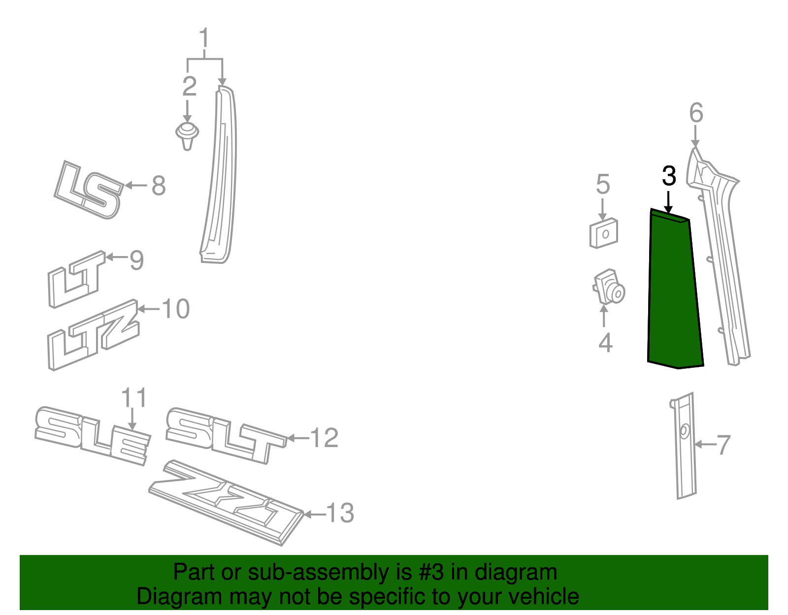 2015-2020 GM Primed Driver Side Back Body Opening Side Molding 23167643 ...