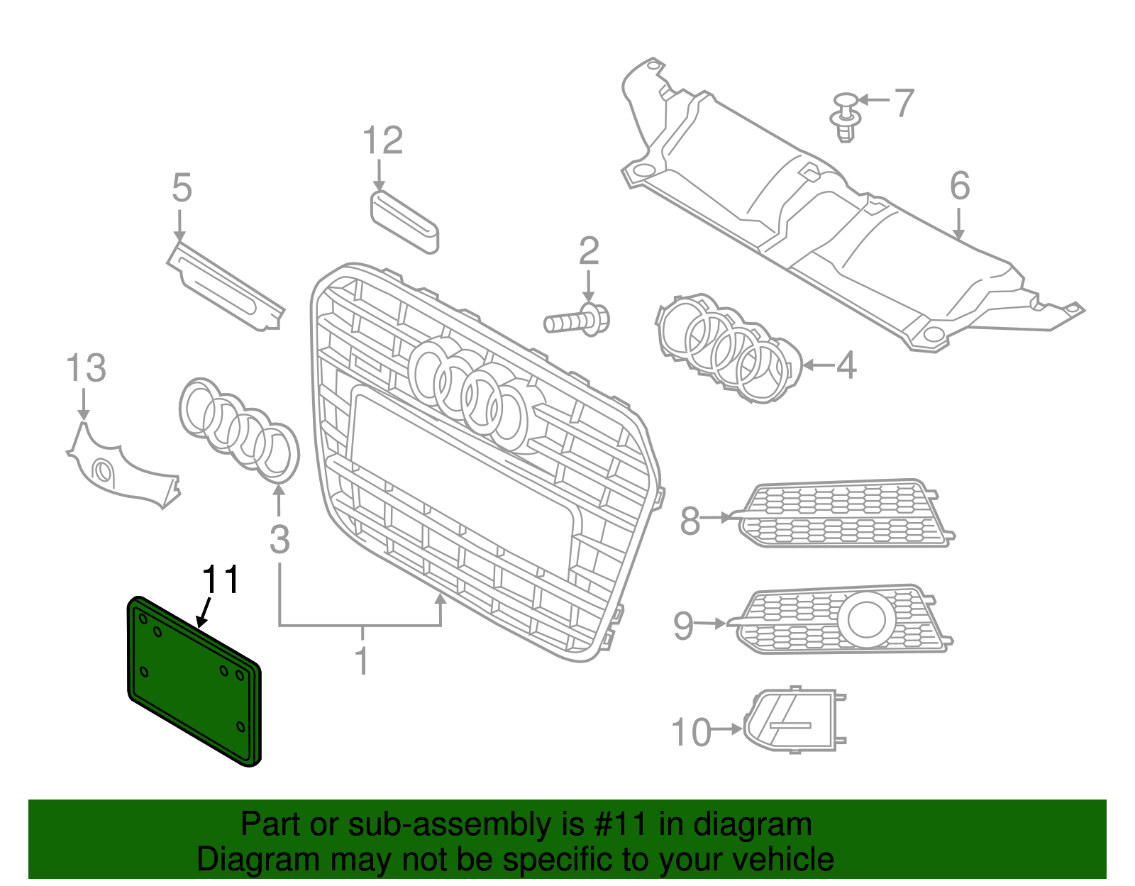 Audi License Plate Bracket 4G0807285AD3FZ | AutoNation Parts